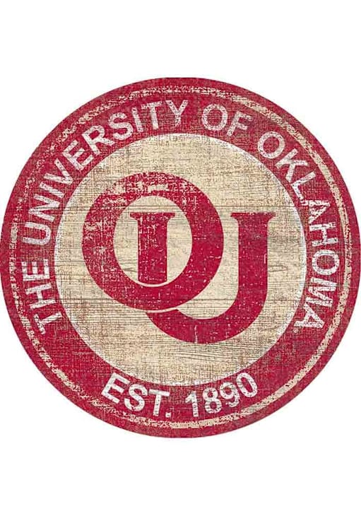 Oklahoma Sooners Round Heritage Logo Sign Red - 326208774