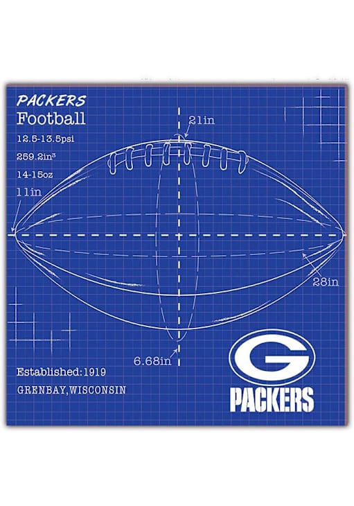 Green Bay Packers Ball Blueprint 10x10 Sign GREEN - 326217582