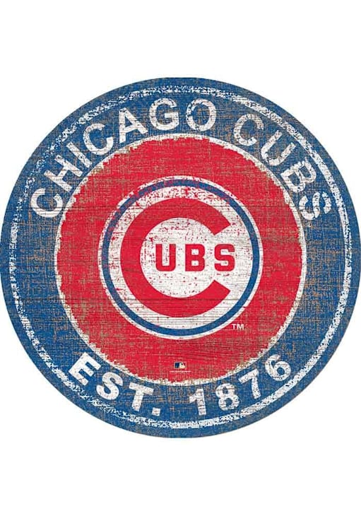 Chicago Cubs Round Heritage Logo Sign Blue - 32621954