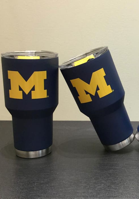 Michigan Wolverines Team Logo 30oz Stainless Steel Tumbler - Navy Blue