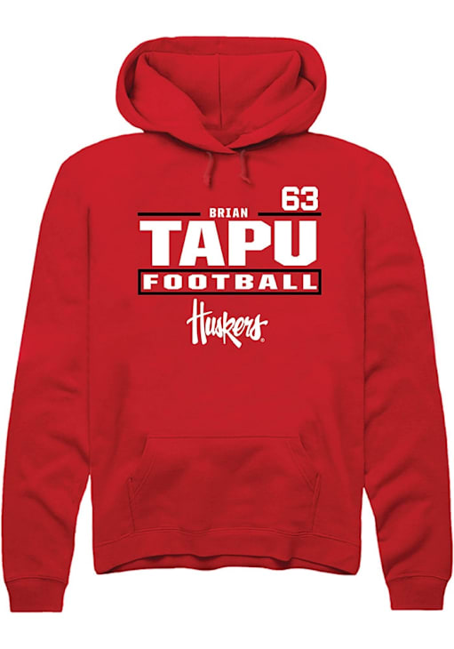 Brian Tapu Nebraska Cornhuskers Mens SCARLET Football NIL Stacked Box ...
