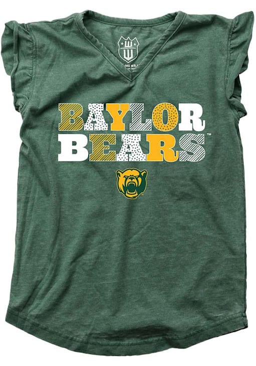 Baylor Bears Wes and Willy Toddler Girls GREEN Ruffle Multi Font Short ...