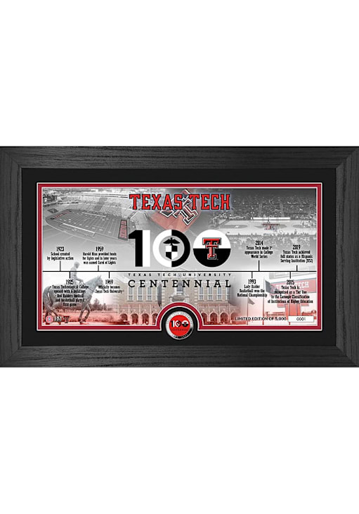 Texas Tech Red Raiders SILVER 12x20 100th Anniversary Timeline Silver ...