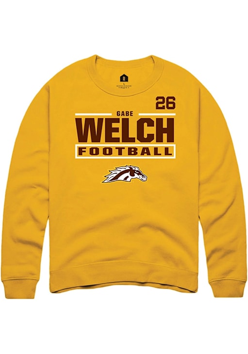 Gabe Welch Mens GOLD Western Michigan Broncos Football NIL Stacked Box ...