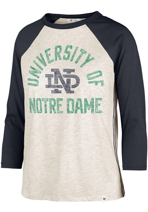 47 Notre Dame Fighting Irish Womens OATMEAL Retro Daze Ava Raglan Long Sleeve LS Tee - 48011271