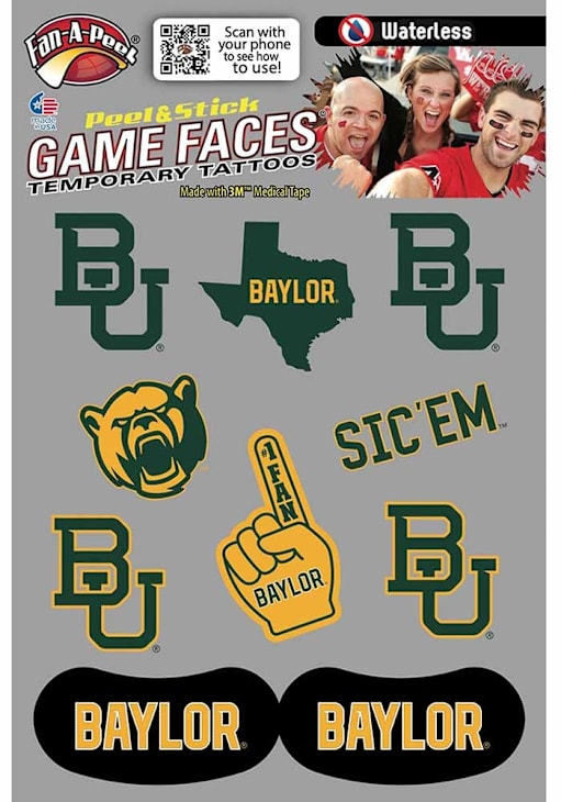 Baylor Bears GREEN Multi-Design Face Tattoo - 5404322