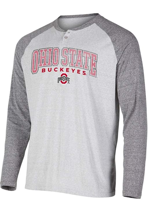 Concepts Sport Ohio State Buckeyes Henley Long Sleeve T Shirt GREY ...
