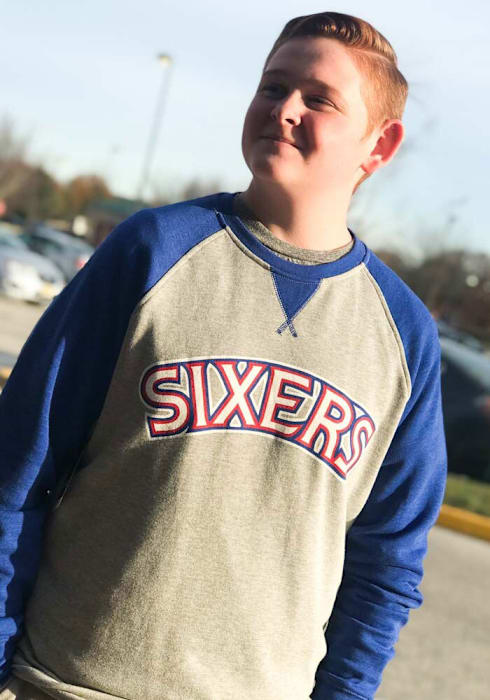 Mitchell and Ness Philadelphia 76ers Turf Fleece Long Sleeve Fashion ...