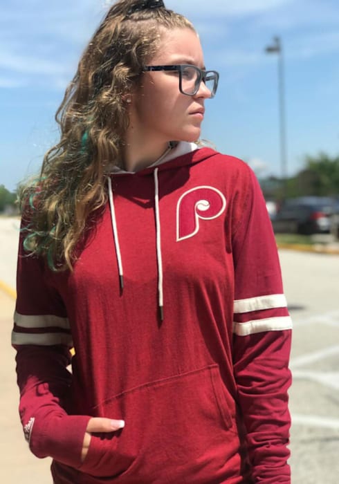 Mitchell and Ness Phillies Phillies Maroon Lightweight Hood 2.0 Long ...