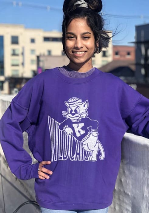 K-State Wildcats Wildcats Womens Purple Lean With It Long Sleeve Crew ...