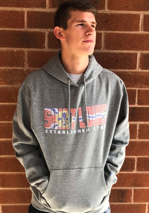 St. Louis Dark Grey Flag Long Sleeve Fleece Hood Sweatshirt