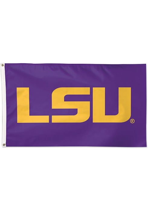 LSU Tigers 3x5 ft Deluxe Purple Silk Screen Grommet Flag