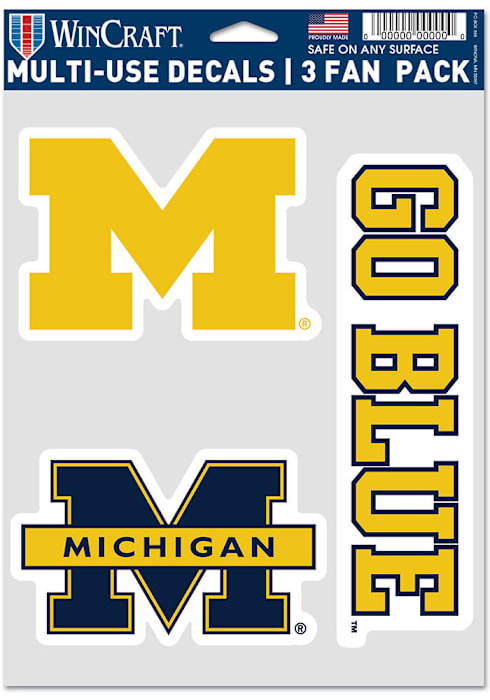 Michigan Wolverines Triple Pack Auto Decal - Blue