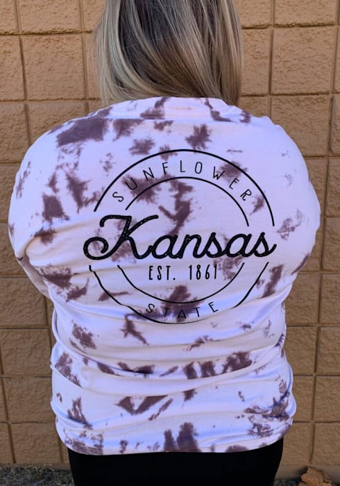 Kansas Women's Amethyst Tie Dye Wordmark Long Sleeve T Shirt