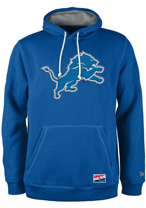 New Era Detroit Lions Mens BLUE Throwback Hoodie - 590001904