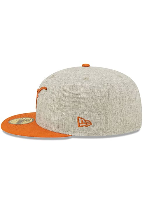 Texas Longhorns Heather Patch 59FIFTY Grey New Era Fitted Hat