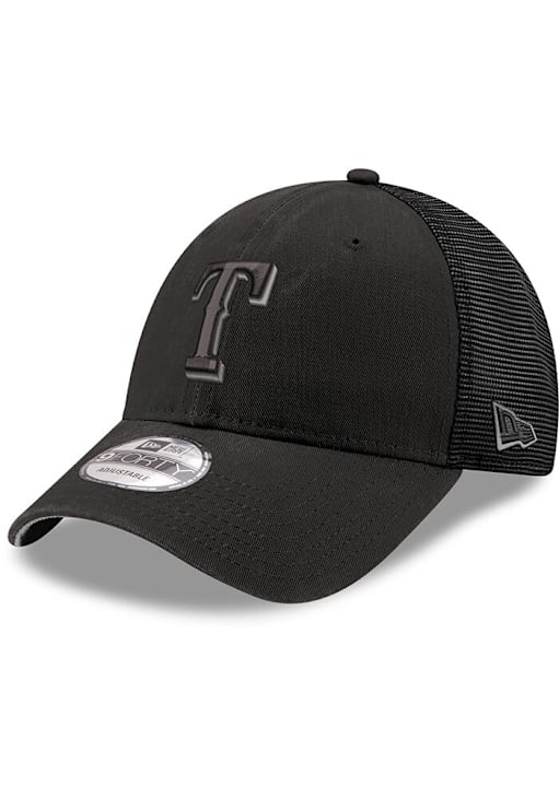 New Era Texas Rangers BLACK 2T Tonal Trucker 9FORTY Adjustable Hat ...