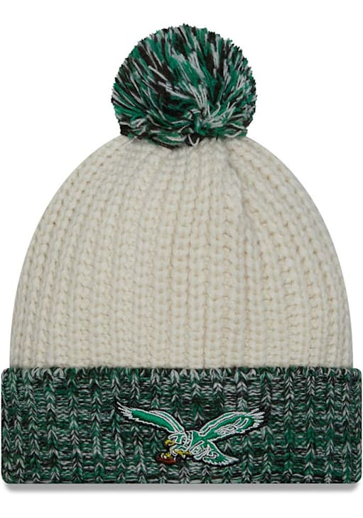 Philadelphia Eagles New Era Womens WHITE Retro Fresh Cuff Pom Knit Hat ...