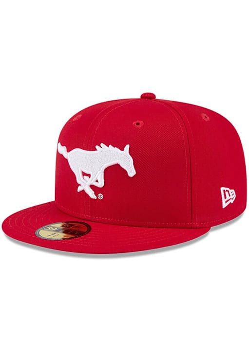 SMU Mustangs Mens Evergreen 59FIFTY Red New Era Fitted Hat - 59032691