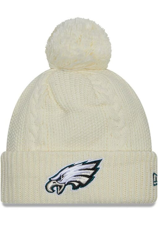 Philadelphia Eagles JR Cabled Cuff Pom WHITE New Era Youth Knit Hat ...
