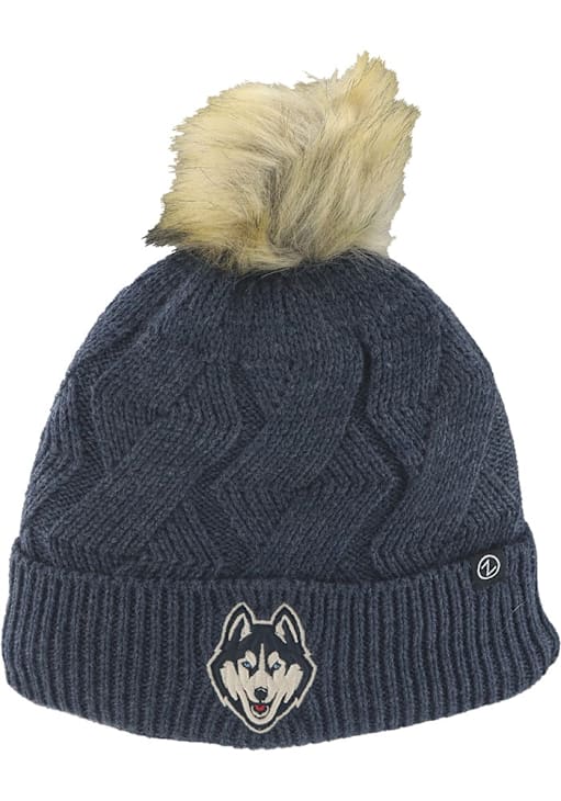 UConn Huskies Zephyr NAVY Tina Cuff Pom Beanie Knit Hat - 6004886