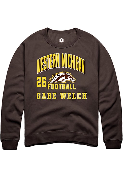 Gabe Welch Western Michigan Broncos Mens BROWN Football NIL Arch Logo ...