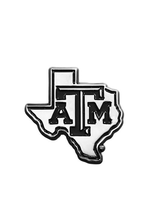 Texas A&M Aggies Chrome Texas Shaped Car Emblem - Silver