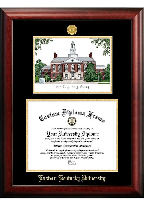 Eastern Kentucky Colonels Gold Embossed Diploma with Lithograph Picture ...