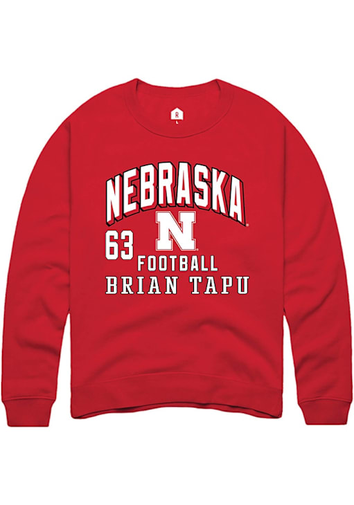 Brian Tapu Mens SCARLET Nebraska Cornhuskers Football NIL Arch Logo ...