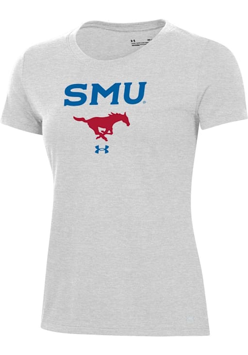 Under Armour SMU Mustangs Womens Performance T-Shirt - SILVER HEATHER