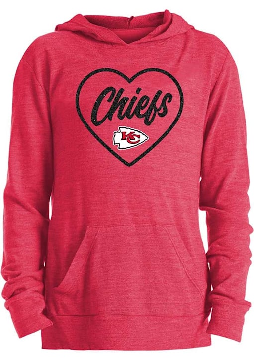 New Era Kansas City Chiefs Girls Glitter Tonal Primary Logo Hoodie - Red