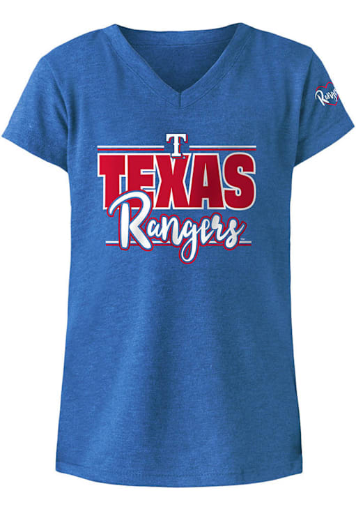 New Era Texas Rangers Girls BLUE Wordmark Short Sleeve Fashion T-Shirt ...