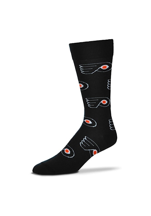 Philadelphia Flyers BLACK Allover Logo Mens Dress Socks - 9020189