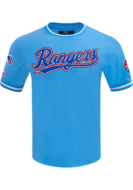 Pro Standard Texas Rangers LIGHT BLUE Double Knit Short Sleeve Fashion ...