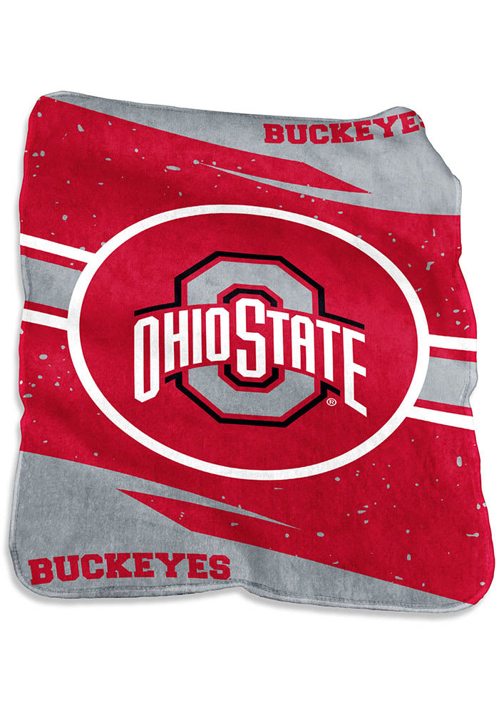 Logo Brands SCARLET Ohio State Buckeyes Circle Raschel Throw Blanket ...