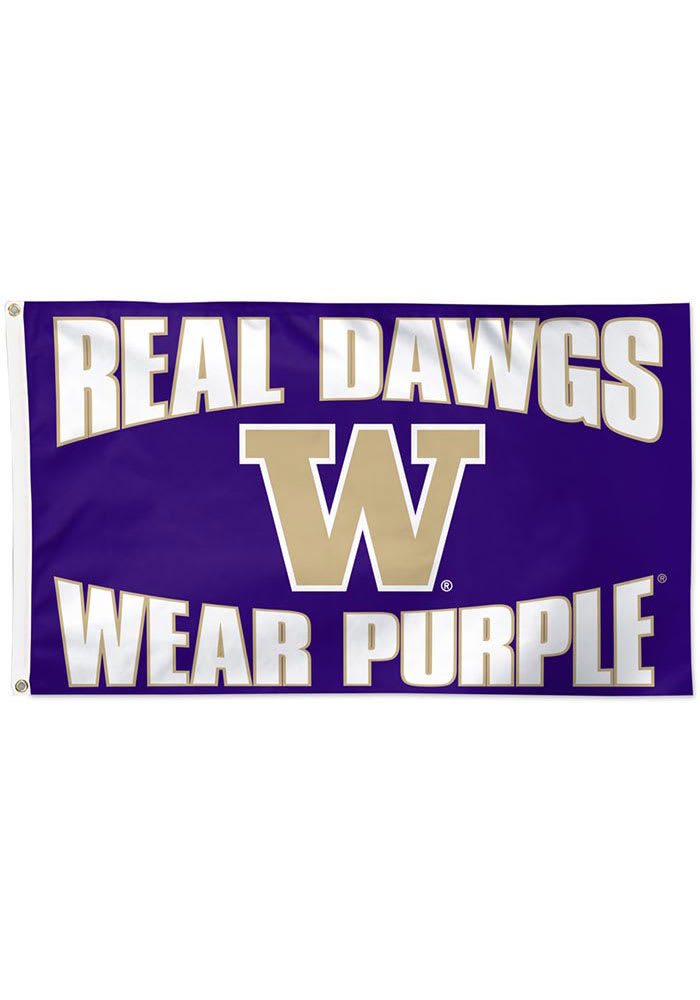 Washington Huskies Slogan Deluxe PURPLE Silk Screen Grommet Flag - 10100326