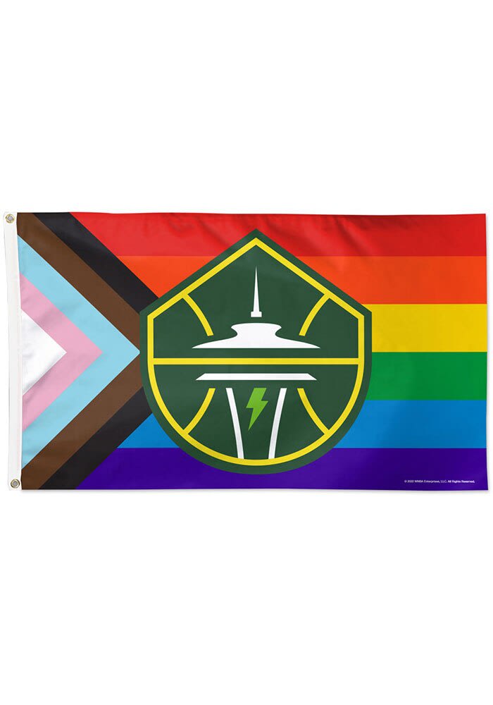 Seattle Storm Pride Deluxe GREEN Silk Screen Grommet Flag - 10100971