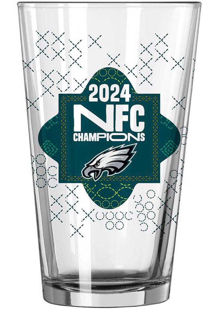 Philadelphia Eagles CLEAR 2024 Conference Champions 16oz Roster Pint ...