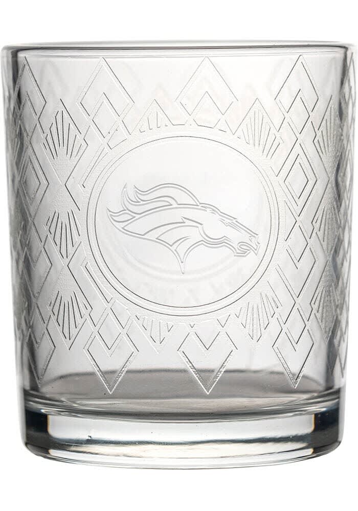 Denver Broncos CLEAR 12oz Embossed Diamond Rock Glass - 10101439