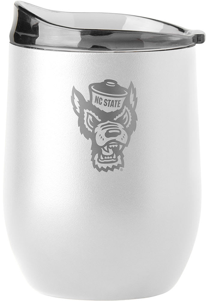 NC State Wolfpack White 16oz Powdercoat Curved Stainless Steel Stemless ...