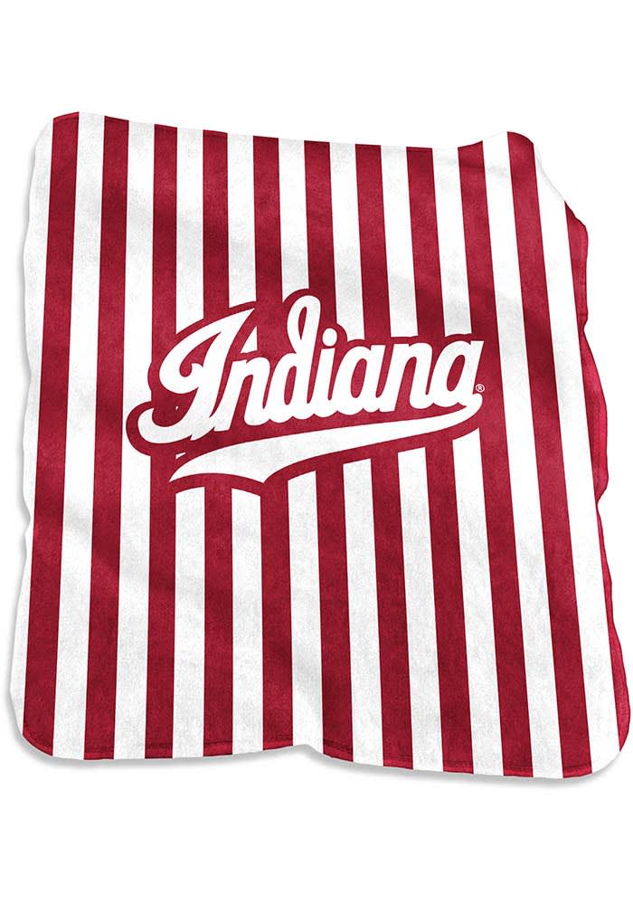 Logo Brands Red Indiana Hoosiers Candy Stripe Raschel Throw Blanket ...