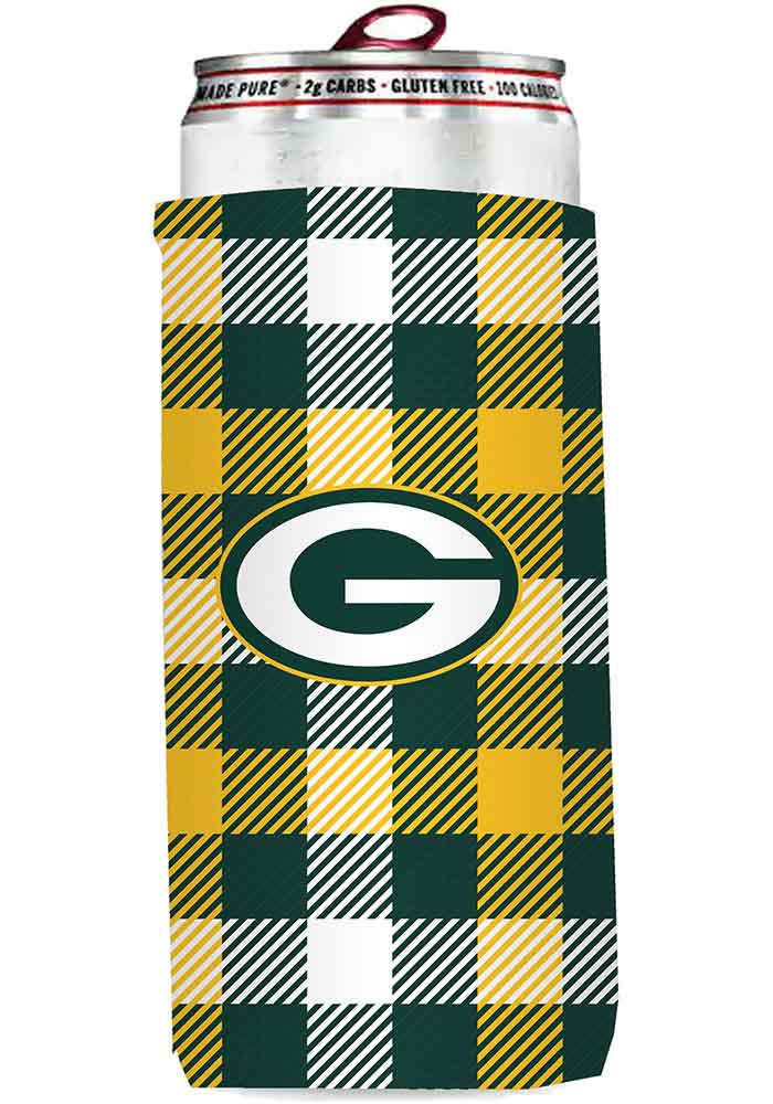 Logo Brands Green Bay Packers GREEN 12oz Plaid Slim Coolie - 1016226