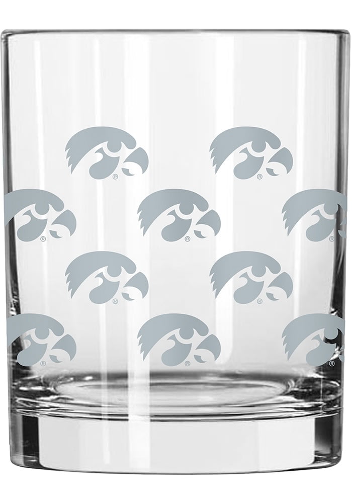Iowa Hawkeyes BLACK Satin Etch 14oz Rock Glass - 10165422