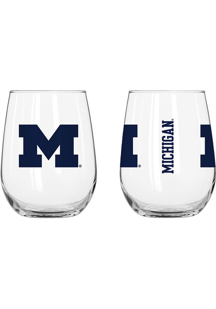 Michigan Wolverines BLUE 16OZ Gameday Curved Stemless Wine Glass - 10166064
