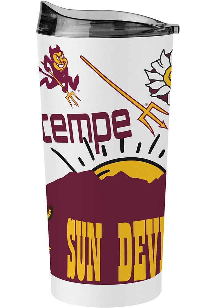 Logo Brands Arizona State Sun Devils White 20oz Native Stainless Steel ...