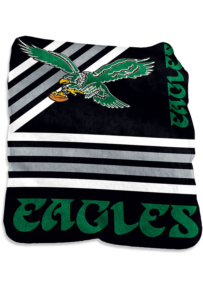 Philadelphia Eagles BLACK Retro Raschel Throw Blanket - 1016694