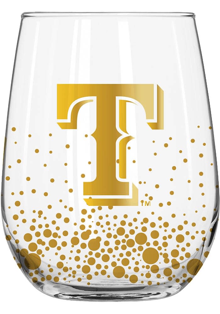 Texas Rangers GOLD 16oz Glitz Stemless Wine Glass - 1017545