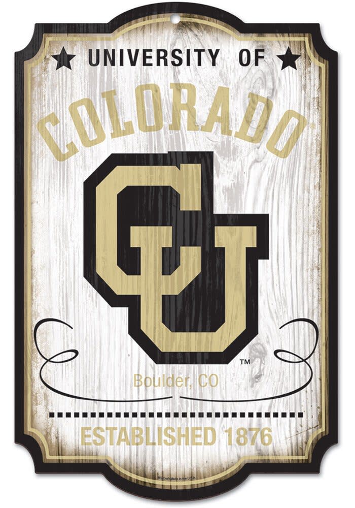 Colorado Buffaloes White 11 x 17 Vintage Sign - 1017680