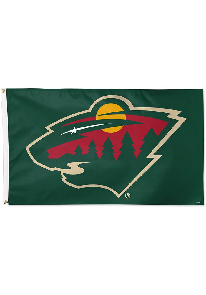 Minnesota Wild 3x5 Logo GREEN Silk Screen Grommet Flag - 1018373