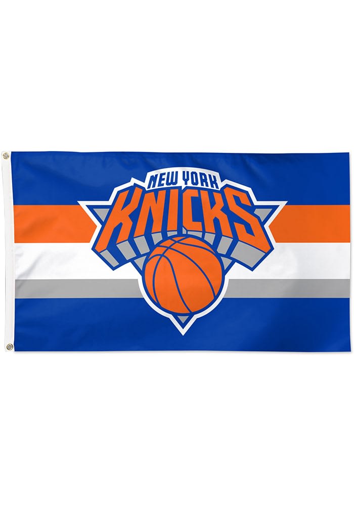 New York Knicks Deluxe Stripe BLUE Silk Screen Grommet Flag - 1018467